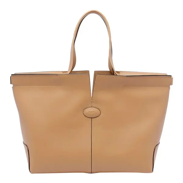 TOD'S Logo Debossed Medium Tote Bag - Nude