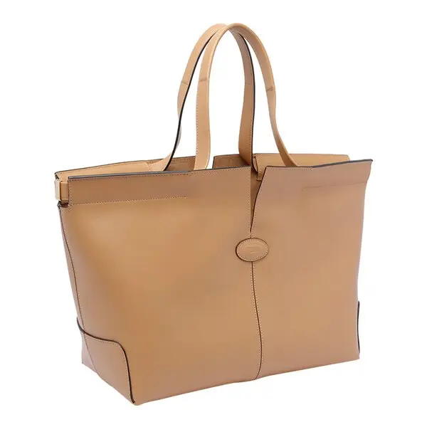 TOD'S Logo Debossed Medium Tote Bag - Nude