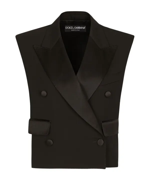 Dolce & Gabbana Double-breasted Gabardine Tuxedo Vest