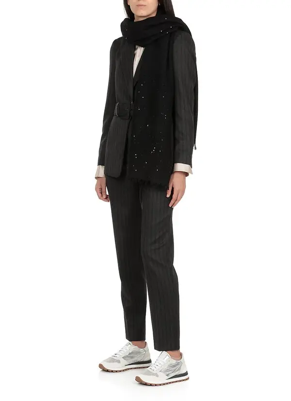 Brunello Cucinelli Sequin-embellished Frayed Scarf - Black