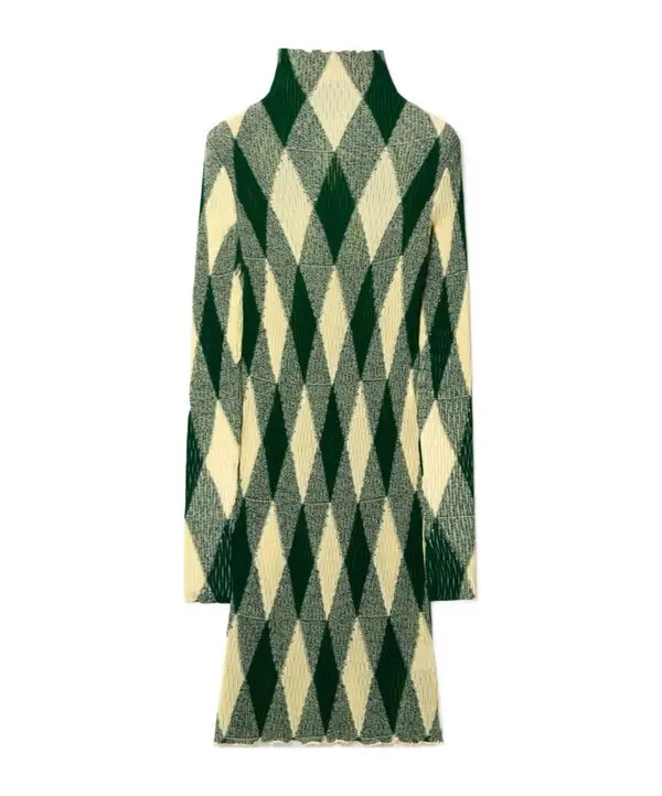 Burberry Argyle Roll-neck Ribbed-knit Dress