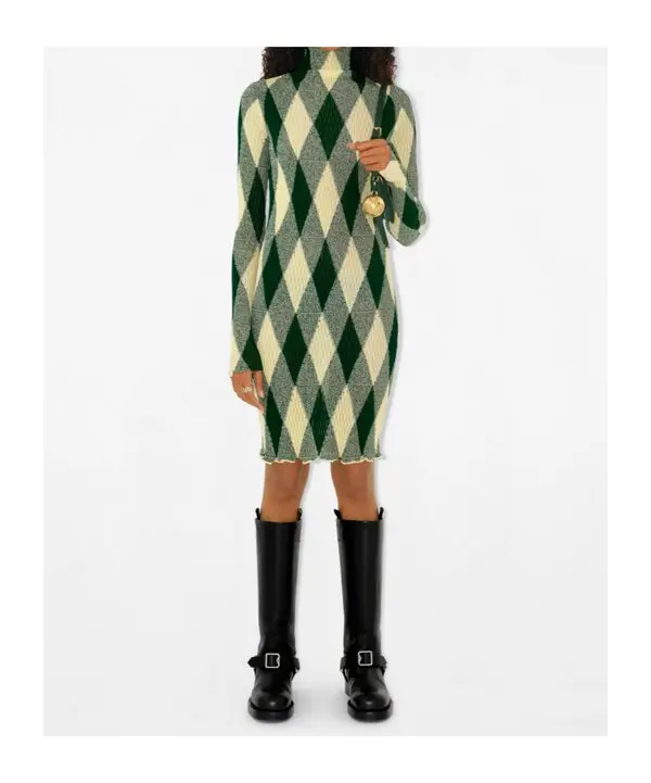 Burberry Argyle Roll-neck Ribbed-knit Dress