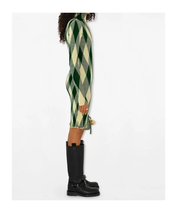 Burberry Argyle Roll-neck Ribbed-knit Dress