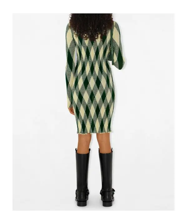 Burberry Argyle Roll-neck Ribbed-knit Dress