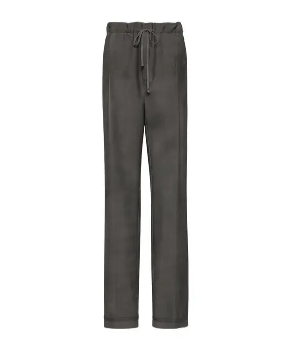 MAISON MARGIELA Drawstring Straight-leg Trousers - Dark Grey Brown