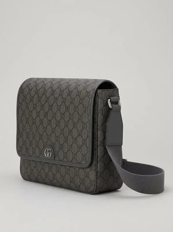 Gucci Gg Supreme Messenger Bag - Gray/black