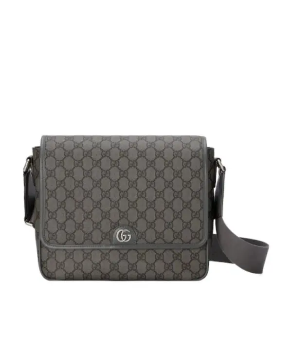 Gucci Gg Supreme Messenger Bag - Gray/black