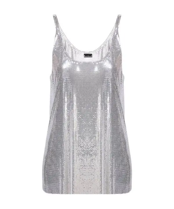 Rabanne Sleeveless Metallic Mesh Tank Top - Multicolor