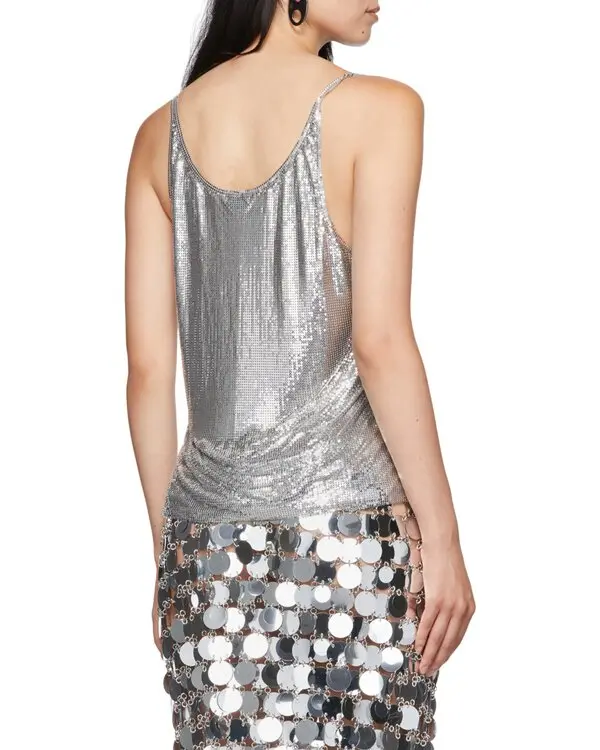 Rabanne Sleeveless Metallic Mesh Tank Top - Multicolor