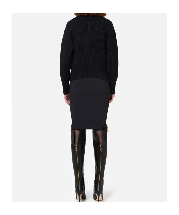 Elisabetta Franchi Zip Detailed Midi Crepe Skirt