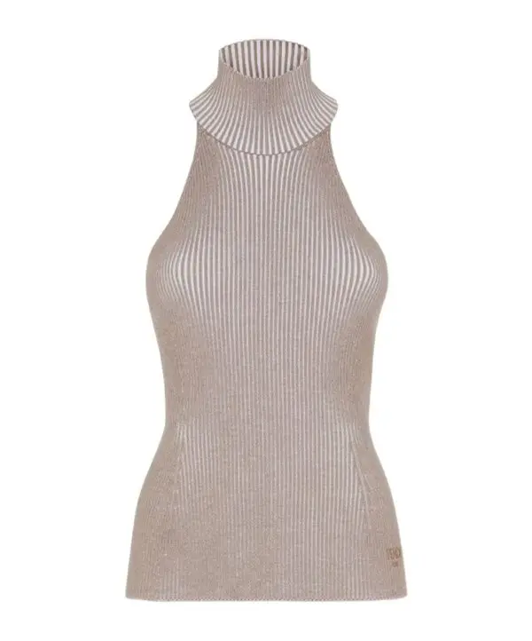 Fendi High-neck Ribbed Knit Top