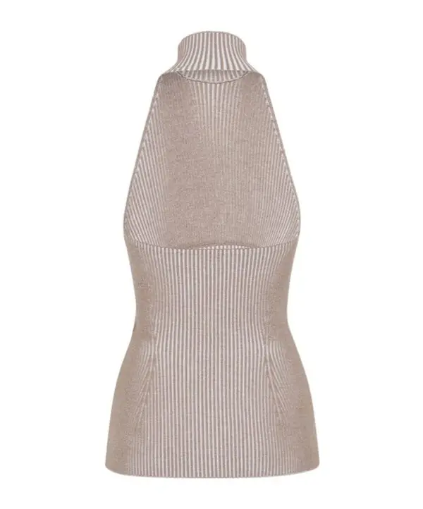 Fendi High-neck Ribbed Knit Top