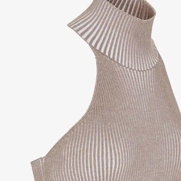 Fendi High-neck Ribbed Knit Top