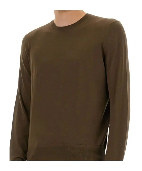 TOM FORD Wool Crew-neck Top With Ribbed Hem And Cuffs