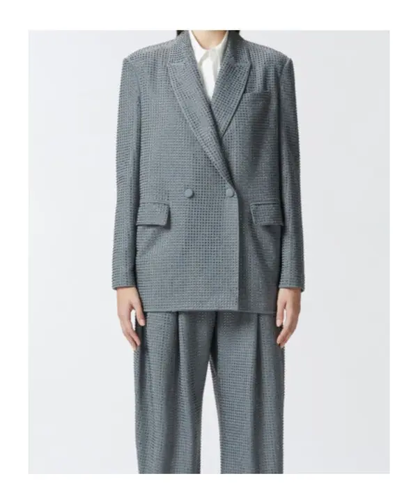 Pinko Embellished Double-breasted Oversized Blazer - Gray