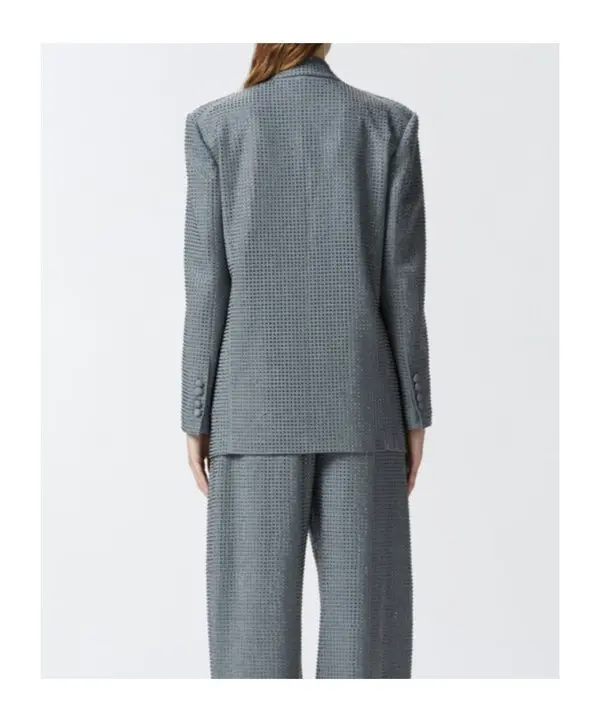 Pinko Embellished Double-breasted Oversized Blazer - Gray