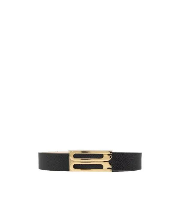 Victoria Beckham Logo Plaque Buckle Belt - Black