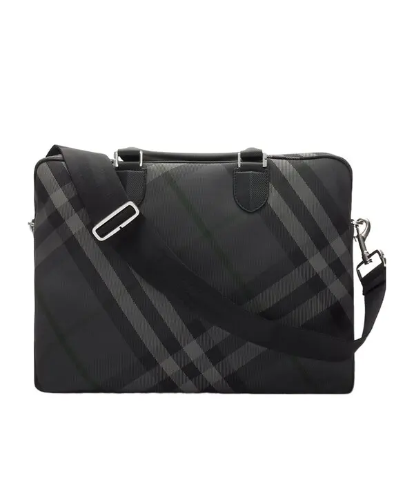 Burberry Grid Checked Zipped Briefcase