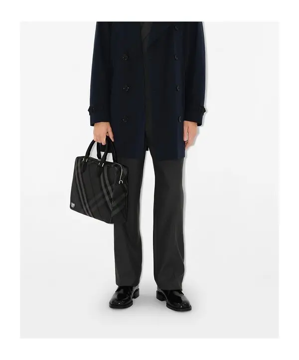 Burberry Grid Checked Zipped Briefcase