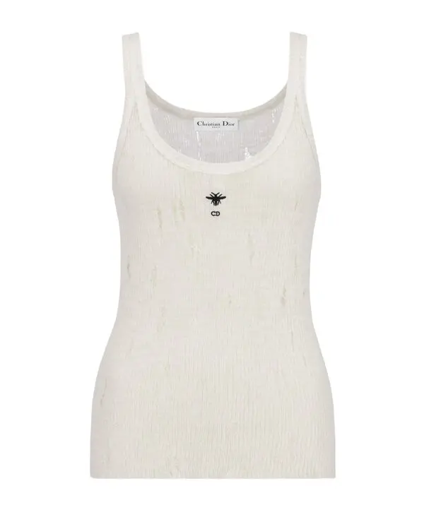 Dior Embroidered Bee Logo Tank Top