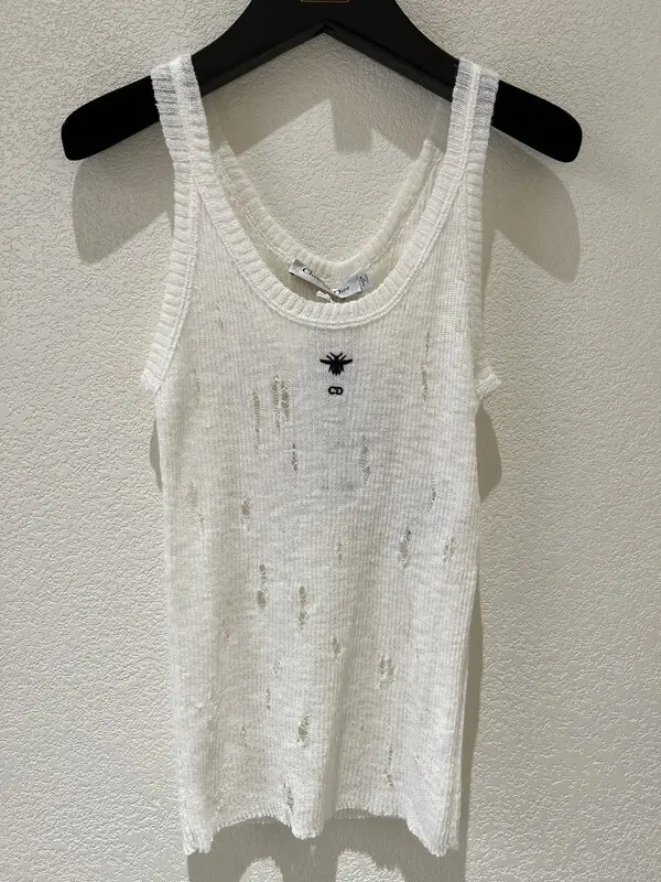 Dior Embroidered Bee Logo Tank Top