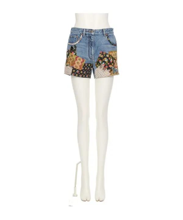Valentino Garavani Patchwork Denim Shorts - Medium Blue