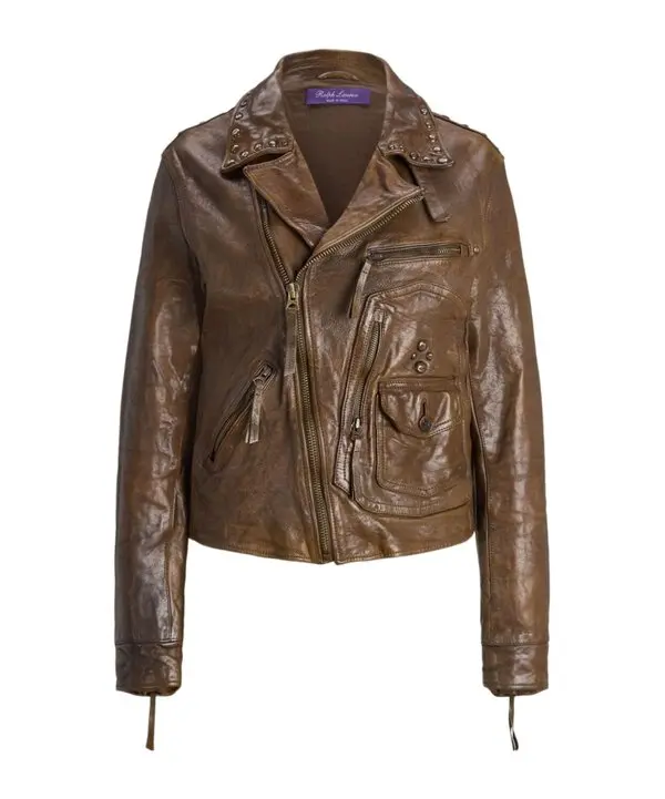 Ralph Lauren Studded Leather Moto Jacket