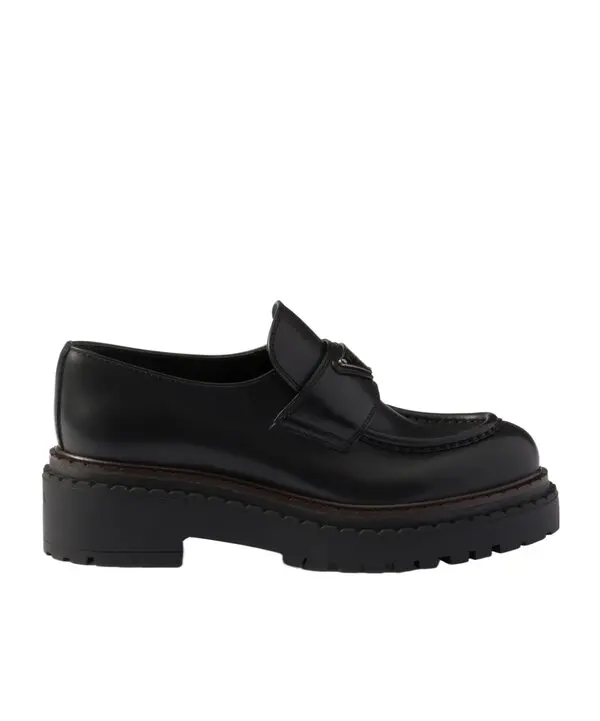 Prada Triangle-logo Slip-on Loafers - Black