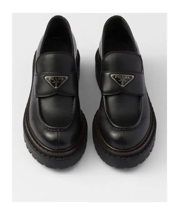 Prada Triangle-logo Slip-on Loafers - Black