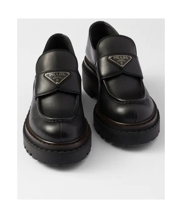 Prada Triangle-logo Slip-on Loafers - Black