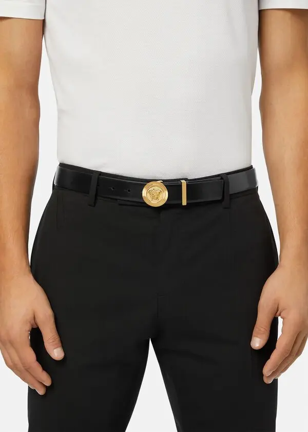 Versace Medusa Logo Buckle Belt - Black
