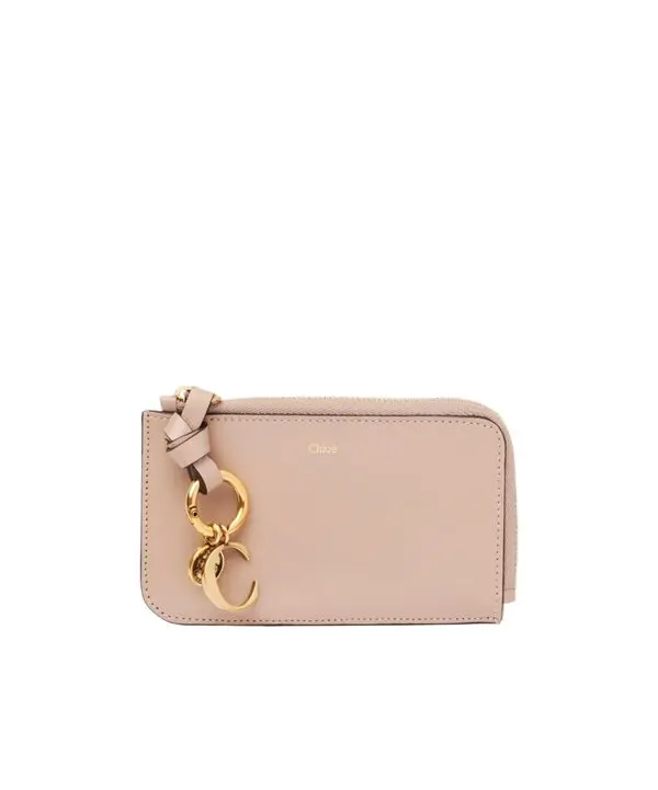 Chloé Alphabet Logo-charm Zipped Leather Card Holder - Nude
