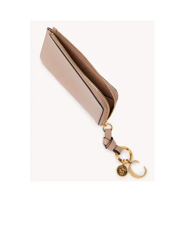 Chloé Alphabet Logo-charm Zipped Leather Card Holder - Nude