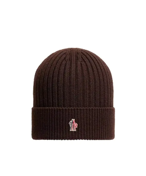 Moncler Ribbed Knit Beanie - Brown