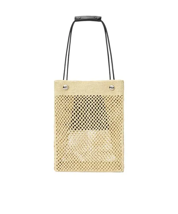 Loewe Pebble Hobo Bag In Raffia - Natural
