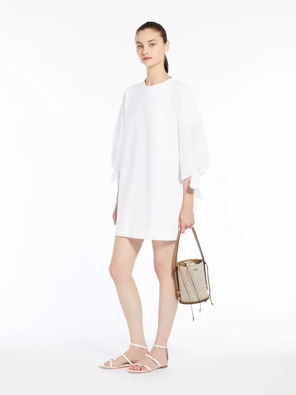 Max Mara Crewneck Dress With Lace Hem And Bow Detail