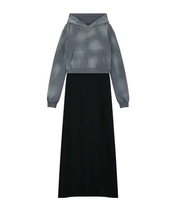 We11Done Layered Hoodie Dress - Black