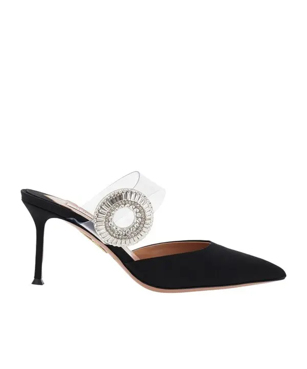 AQUAZZURA Embellished Slingback Mules With Stiletto Heel