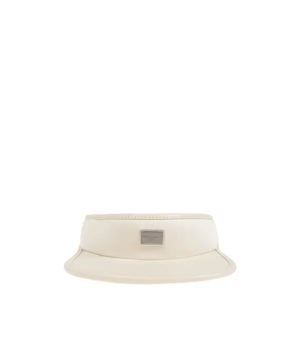 Dolce & Gabbana Logo Plaque Gabardine Visor - White