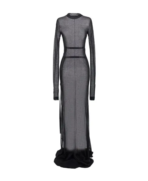 ANN DEMEULEMEESTER Long-sleeved Crewneck Maxi Dress With Logo Detail