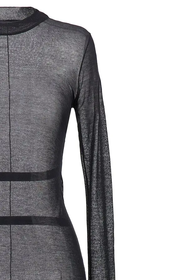ANN DEMEULEMEESTER Long-sleeved Crewneck Maxi Dress With Logo Detail