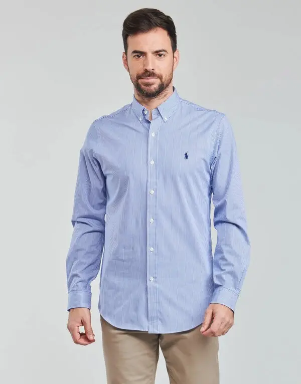 Polo Ralph Lauren Logo Embroidered Striped Shirt - Blue