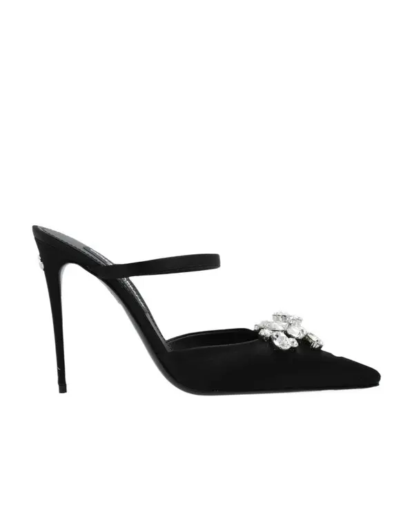 Dolce & Gabbana Embellished Pointed Toe Stiletto Mules - Black