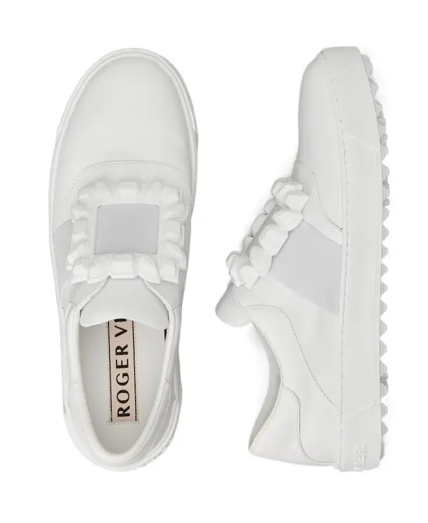 ROGER VIVIER Very Vivier Rubber Buckle Leather Sneakers