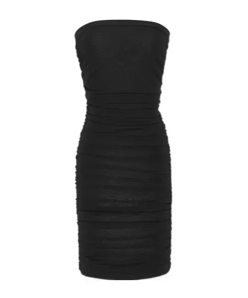 Saint Laurent Ruched Strapless Knit Dress