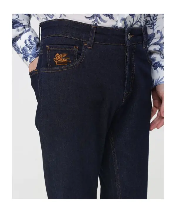 Etro Mid-rise Slim-fit Jeans With Tonal Stitching - Medium Blue