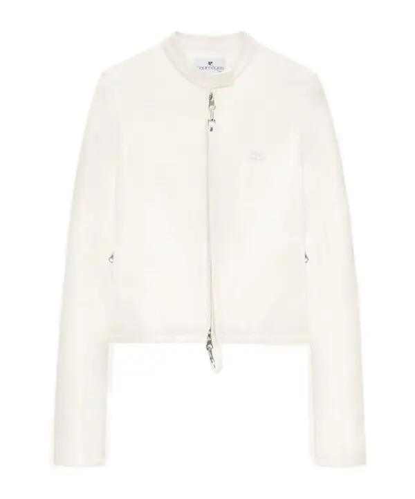 COURREGES Courrèges Cropped Biker Jacket With Embroidered Logo