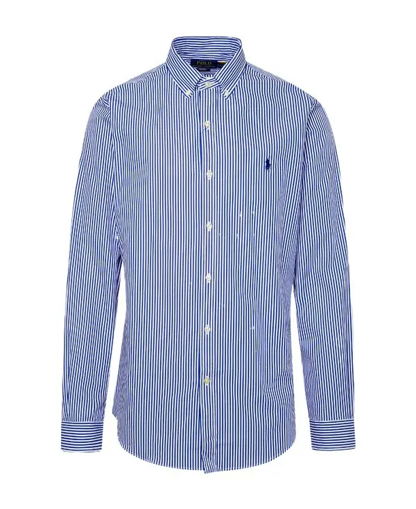 Polo Ralph Lauren Logo Embroidered Pinstriped Shirt - White/blue