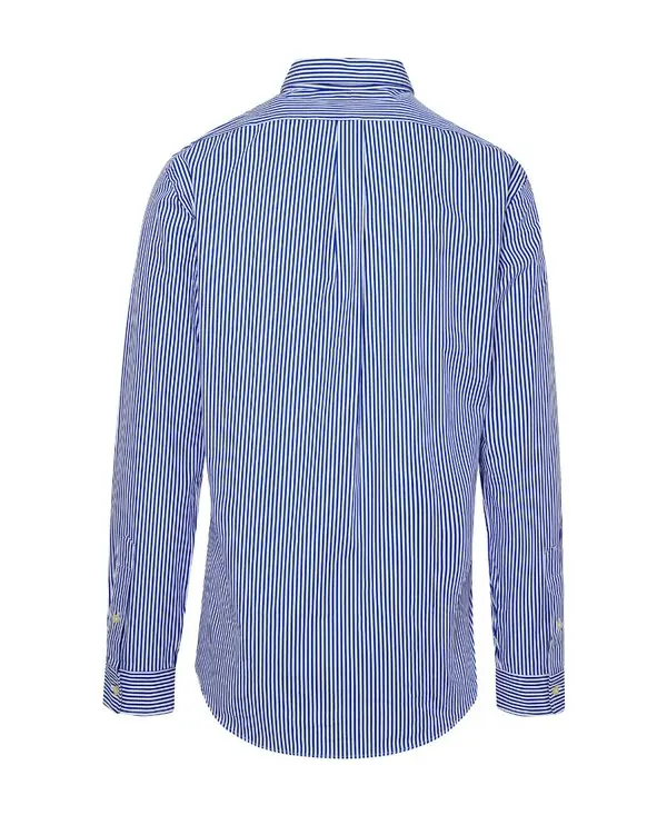 Polo Ralph Lauren Logo Embroidered Pinstriped Shirt - White/blue