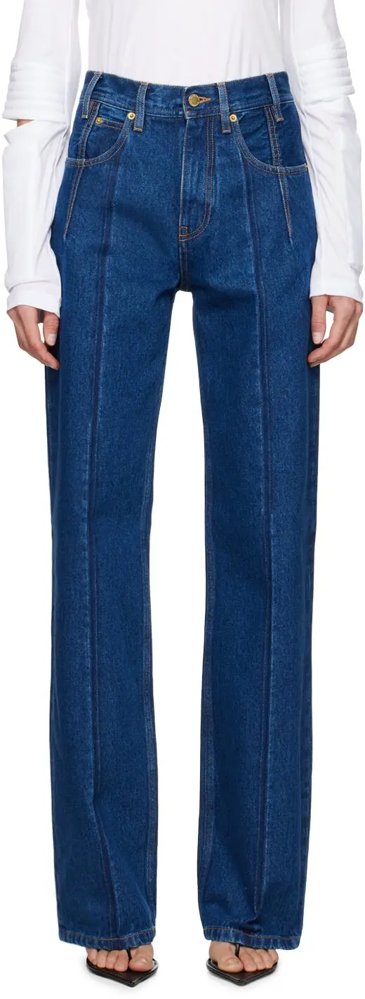 DARKPARK Lu Pleated Straight-leg Jeans - Blue